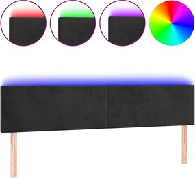 Čelo postele s LED černé 160x5x78/88 cm samet 3121388