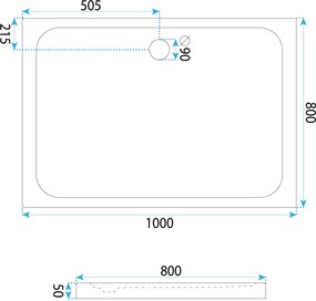 Rea Belmond, akrylová sprchová vanička 100x80x5 cm, bílá lesklá, REA-K4372