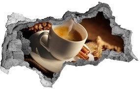 Wallmuralia Nálepka 3D díra Káva v šálku 95x73 cm