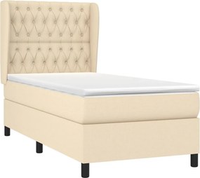 Box spring postel s matrací krémová 90x200 cm textil 3128178