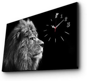 Dekorativní nástěnné hodiny Lion černobílé