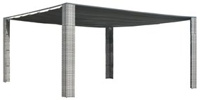 Altán s posuvnou střechou - polyratan - šedý | 4x4x2 m