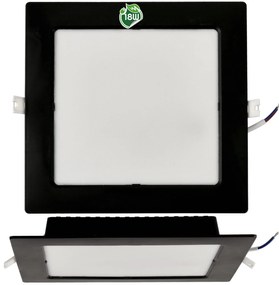 BERGE Čtvercový LED pabel zapuštěný - černý - 18W - PC - neutrální bílá