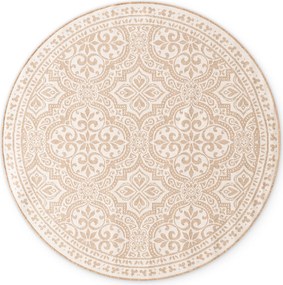 NORTHRUGS, Kusový koberec Duet Rosel 106252 Beige/White kruh - na ven i na doma, 160x160 (průměr) kruh, béžová, chodba / předsíň
