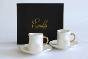 Bílé porcelánové šálky espresso s podšálkem 2ks