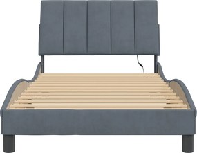 Rám postele s LED osvětlením bez matrace Hanko tmavě šedý 100 x 200 cm samet 3213764