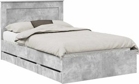 Rám postele s čelo Betonově šedá 135 x 190 cm Inženýrské dřevo 3410184