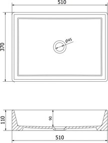 Mexen Goya, umyvadlo na desku 51 x 37 cm, světle šedá matná, 22185061