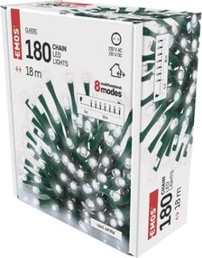 Vánoční osvětlení EMOS D4AC09 ZY2159 180LED řetěz 18m studená bílá 8 programů svícení
