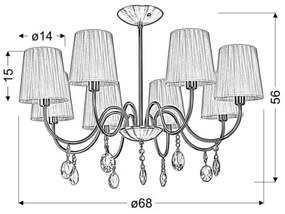 Lustr na tyči SORENTO 8xE14/40W/230V černá
