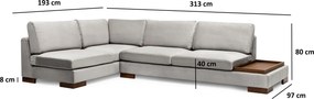 Hanah Home Rohová pohovka TULIP 313cm světle šedá levý roh s pufem 560ARE1156