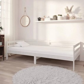 Denní postel s matrací 90 x 200 cm bílá masivní borové dřevo 3083570