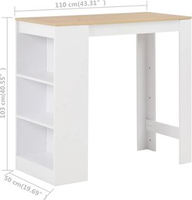 Barový stůl s regálem bílý 110 x 50 x 103 cm 280215
