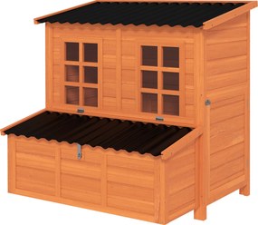 PawHut Kurník s hnízdní budkou pro 3–4 slepice, vodotěsná střecha, jedlové dřevo, plast, 100 x 86 x 100 cm, oranžový