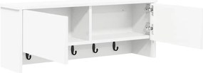věšák, nástěnný, s dvířky, háčky, kompozitní dřevo, 30x80x20 cm, bílá, Dekorino TK20260024