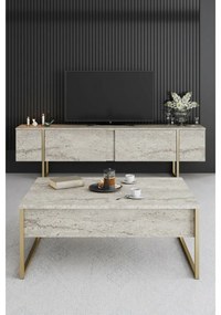 Konferenční stolek Luxe Travertine and Gold