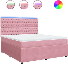 Box spring postel s matrací růžová 180x200 cm samet 3294717