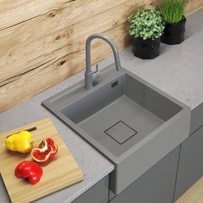 Gamma Farmerski, 1-komorový granitový dřez 600x630x210 mm, šedá, GMA-ZLE000212