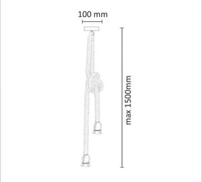 Lustr na lanku ROPE 2xE27/12W/230V