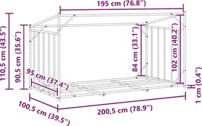 vidaXL Stojan na palivové dřevo s krytem 200,5x100,5x110,5 cm [4104947]