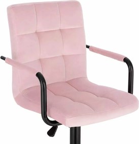 LuxuryForm DESIGN Barová židle VERONA BLACK VELUR na černé hranaté podstavě - růžová