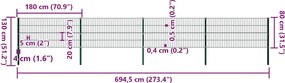Plotový panel se sloupky železný 694,5 x 80 cm zelený 278607