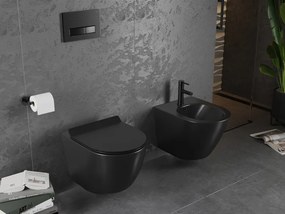 Mexen Lena mísa WC bezokrajová s pomalu sklopnou deskou slim, duroplast, černá mat - 30220185