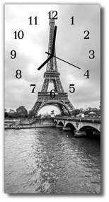 Skleněné hodiny vertikální Pohled na Eiffelovu věž