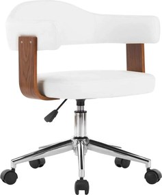 vidaXL Otočná kancelářská židle ohýbané dřevo a textil [3054840] Barva: Bílá