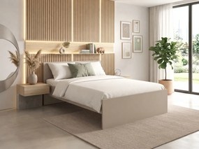 Postel ELISA 120 x 200 cm, kašmírově béžová Rošt: S lamelovým roštem, Matrace: Matrace Deluxe 10 cm