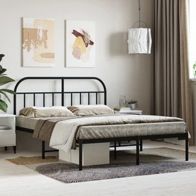 Kovový rám postele s čelem černý 135 x 190 cm
