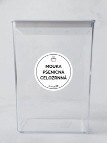 MOUKA PŠENIČNÁ CELOZRNNÁ - omyvatelná samolepka na dózu, výběr rozměrů Ø 5 cm / 5 x 5 cm / 6 x 8 cm | DomaLEP