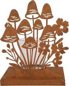 Rustikální rezavý svícen s houbičkami Mushroom Rust - 12*12*15 cm