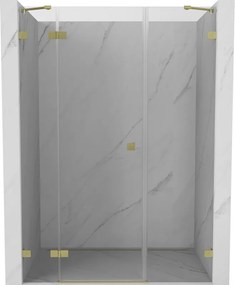 Mexen Lunar, levé otočné sprchové dveře 150 cm, 8mm čiré sklo, zlatý matný profil, 834S-150-050-55-00-L
