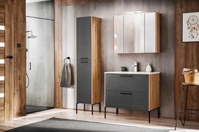 Závěsná vysoká koupelnová skříňka Sintra 800 35 cm dub Artisan/grafit
