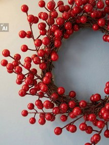 Sinsay - Vánoční dekorativní věnec s bobulemi - červená