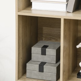 HOMCOM knihovní regál úložný regál skříň 6 polic rozměry 80D x 35Š x 180V cm přírodní a tmavě šedá