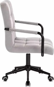 LuxuryForm DESIGN Otočná židle VERONA BLACK VELUR na černé podstavě s kolečky - světle šedá
