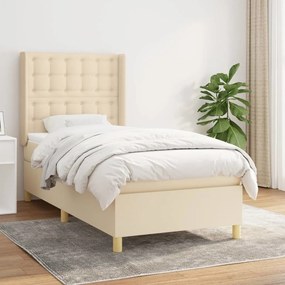 vidaXL Box spring postel s matrací 100 x 200 cm textil [3132291] Barva: krémová