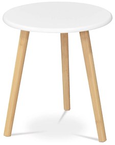AUTRONIC Stůl konferenční 40x40x45 cm,  MDF bílá deska,  nohy bambus přírodní odstín