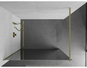 Mexen Kioto, sprchová zástěna Walk-In 120 x 200 cm, 8mm sklo vzor zrcadlo, zlatý matný profil, 800-120-101-55-50
