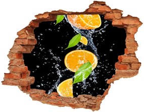 Wallmuralia Nálepka 3D díra na zeď Pomeranče a voda 90x70 cm