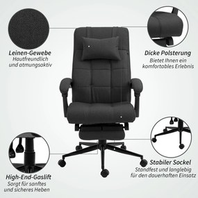 Ergonomická kancelářská židle Vinsetto s nastavitelným opěradlem, hlavovou opěrkou, opěrkami na ruce a výškově nastavitelná otočná židle s podnožkou …