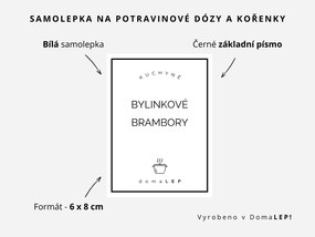 BYLINKOVÉ BRAMBORY - omyvatelná samolepka na kořenky, výběr rozměrů Ø 5 cm / 5 x 5 cm / 6 x 8 cm | DomaLEP tvar: ČTVEREC, barva: BÍLÁ - ČERNÉ písmo, velikost: š. 5 cm x v. 5 cm - tučné písmo