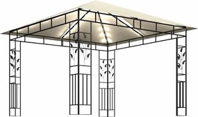 Altán s moskytiérou a světelnými LED řetězy 3x3x2,73 m krémový 3070314