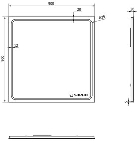 Sapho, GEMINI LED podsvícené zrcadlo 900x900mm, GM092
