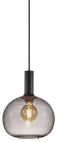 NORDLUX Alton závěsné svítidlo z kouřového skla Varianta: Ø 250 x 330 mm, 60 W, černá / kouřová