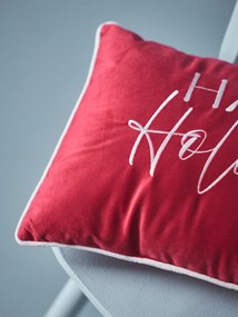 Sinsay - Vánoční dekorační polštář se stříbrným nápisem „Happy Holiday“ - červená
