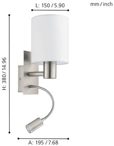 Eglo 96477 - LED Flexibilní svítidlo PASTERI 1xE27/40W+LED/3,8W bílá