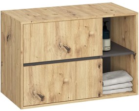Skříňka pod umyvadlo VAMI W90 2SZ dub artisan / garafitová / šedá